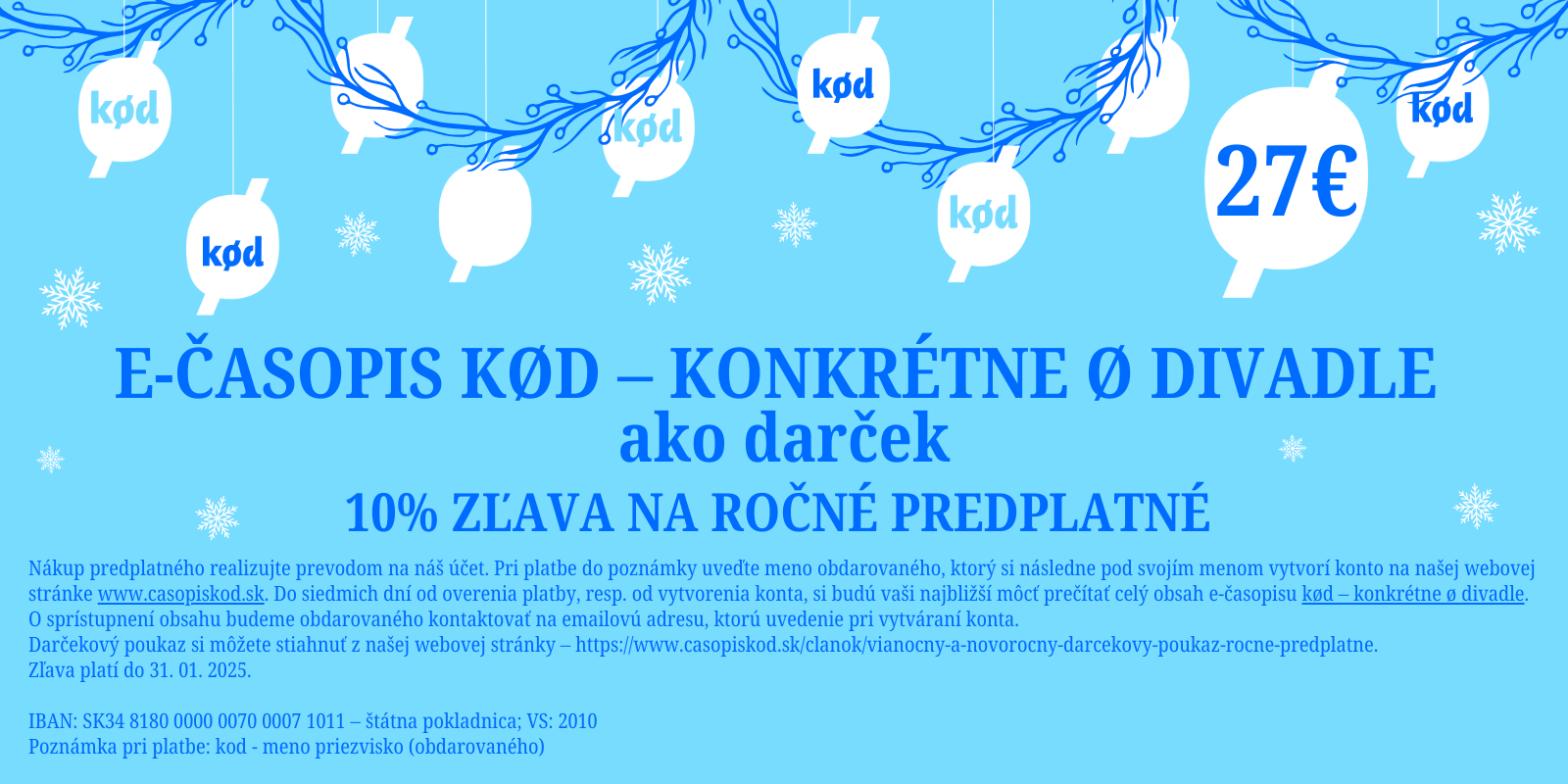 Darčekový poukaz za výhodnú sumu: ročné predplatné e-časopisu kød – konkrétne ø divadle ...